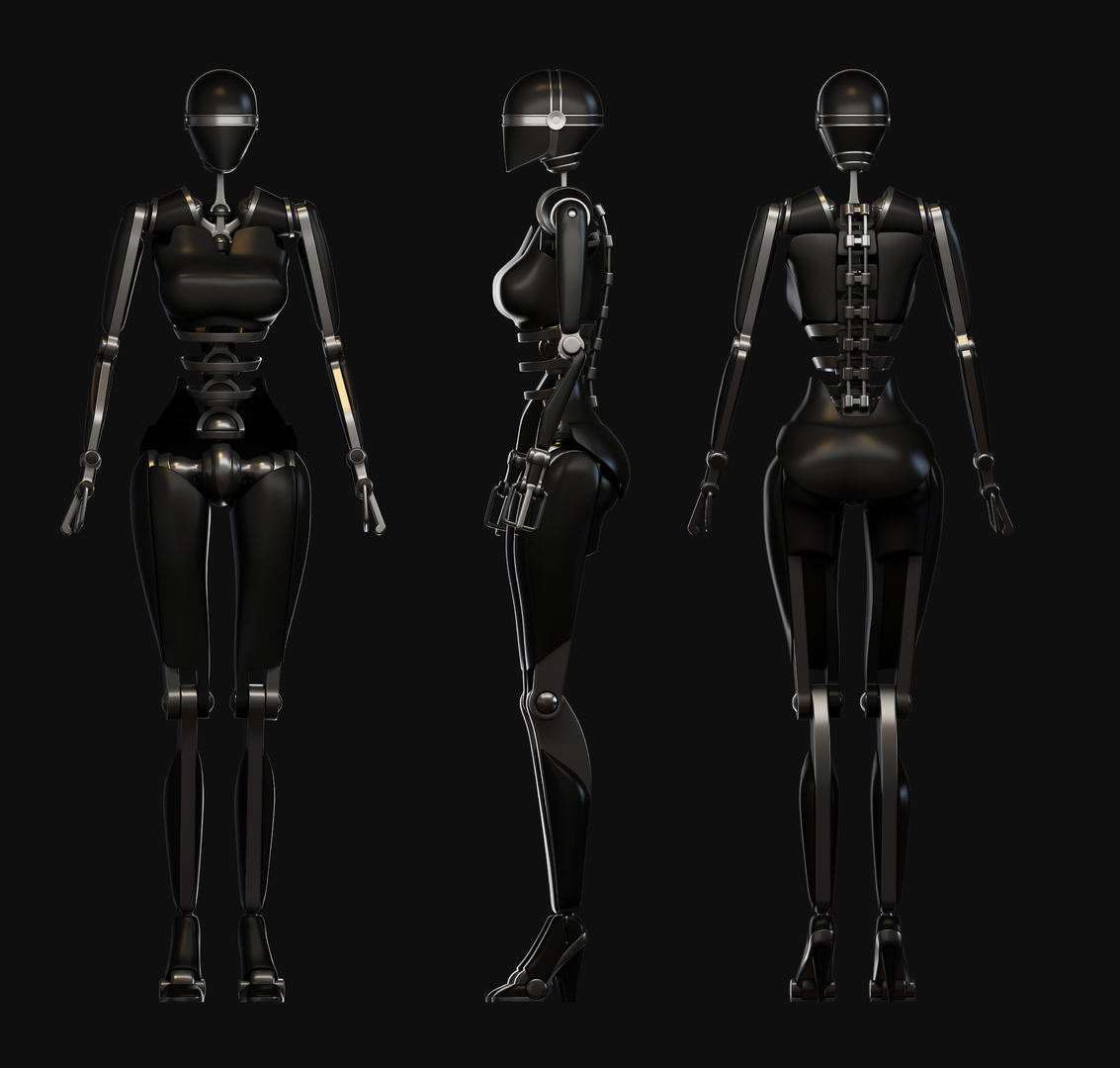 3d woman robot model