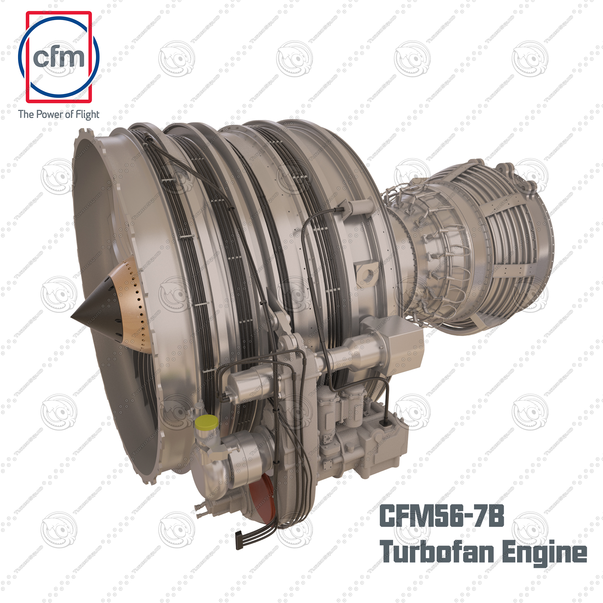 c4d cfm56-7b engine complete internal