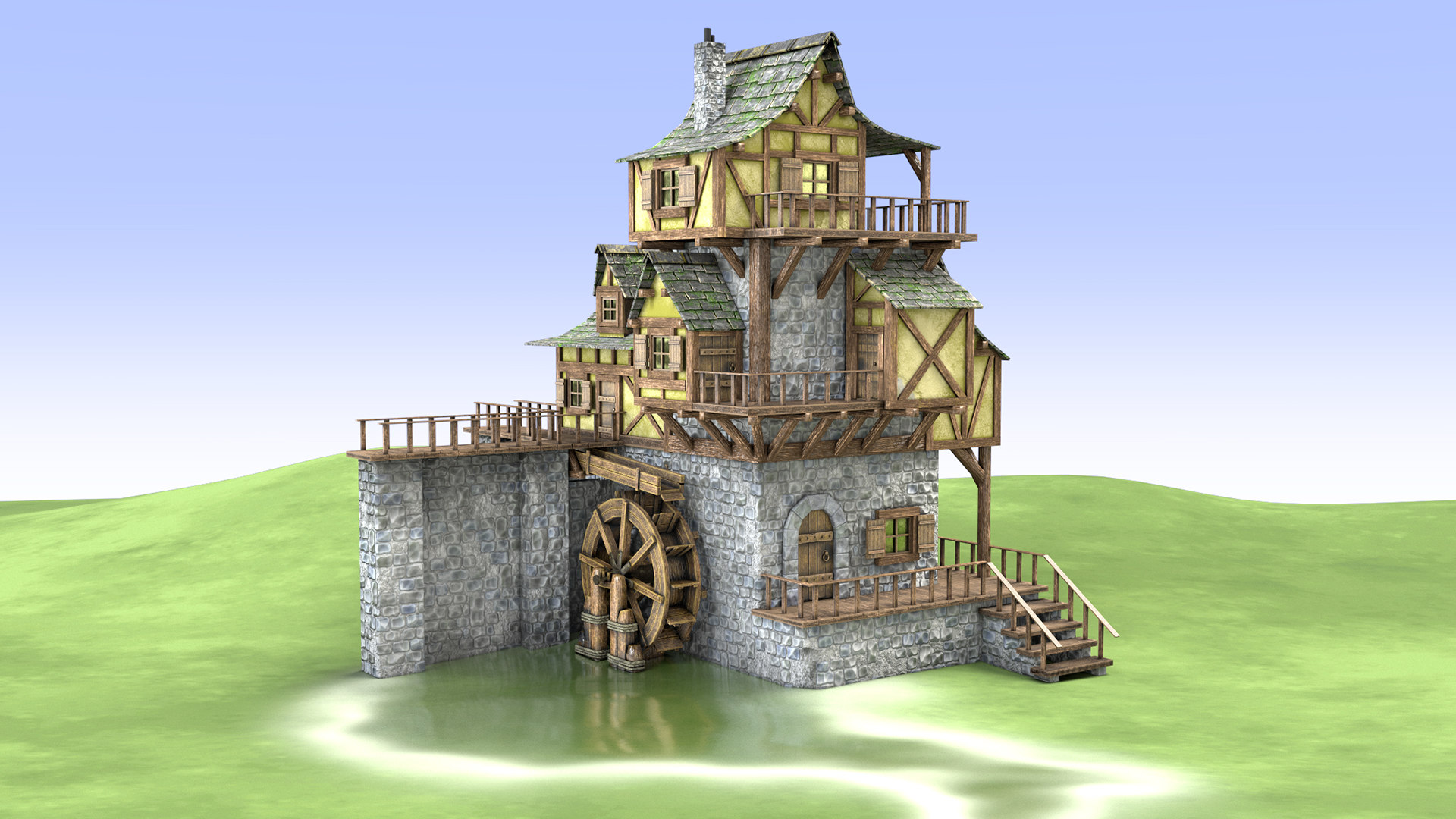 Medieval watermill 3D - TurboSquid 1456797