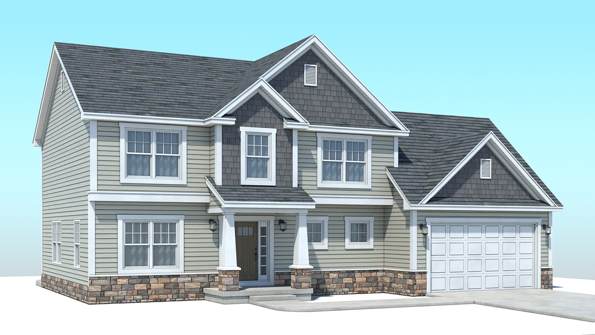 3D classic american house model - TurboSquid 1458021