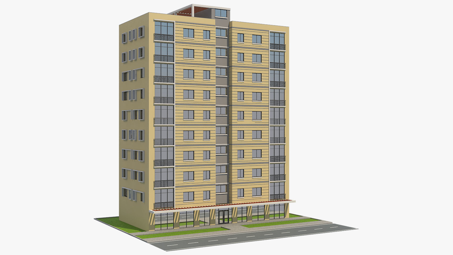 3D residential building 7 - TurboSquid 1459358