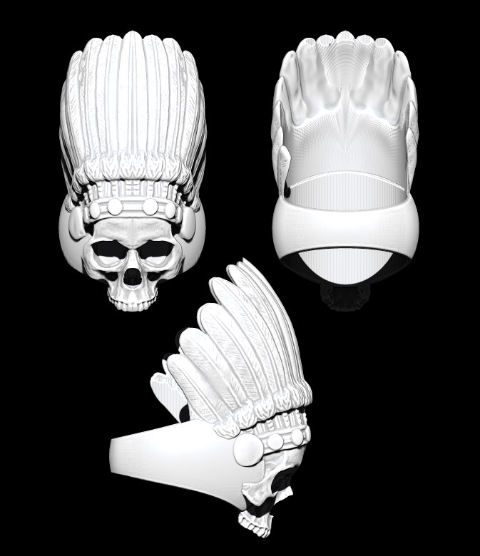 3D chief skull ring model - TurboSquid 1462325