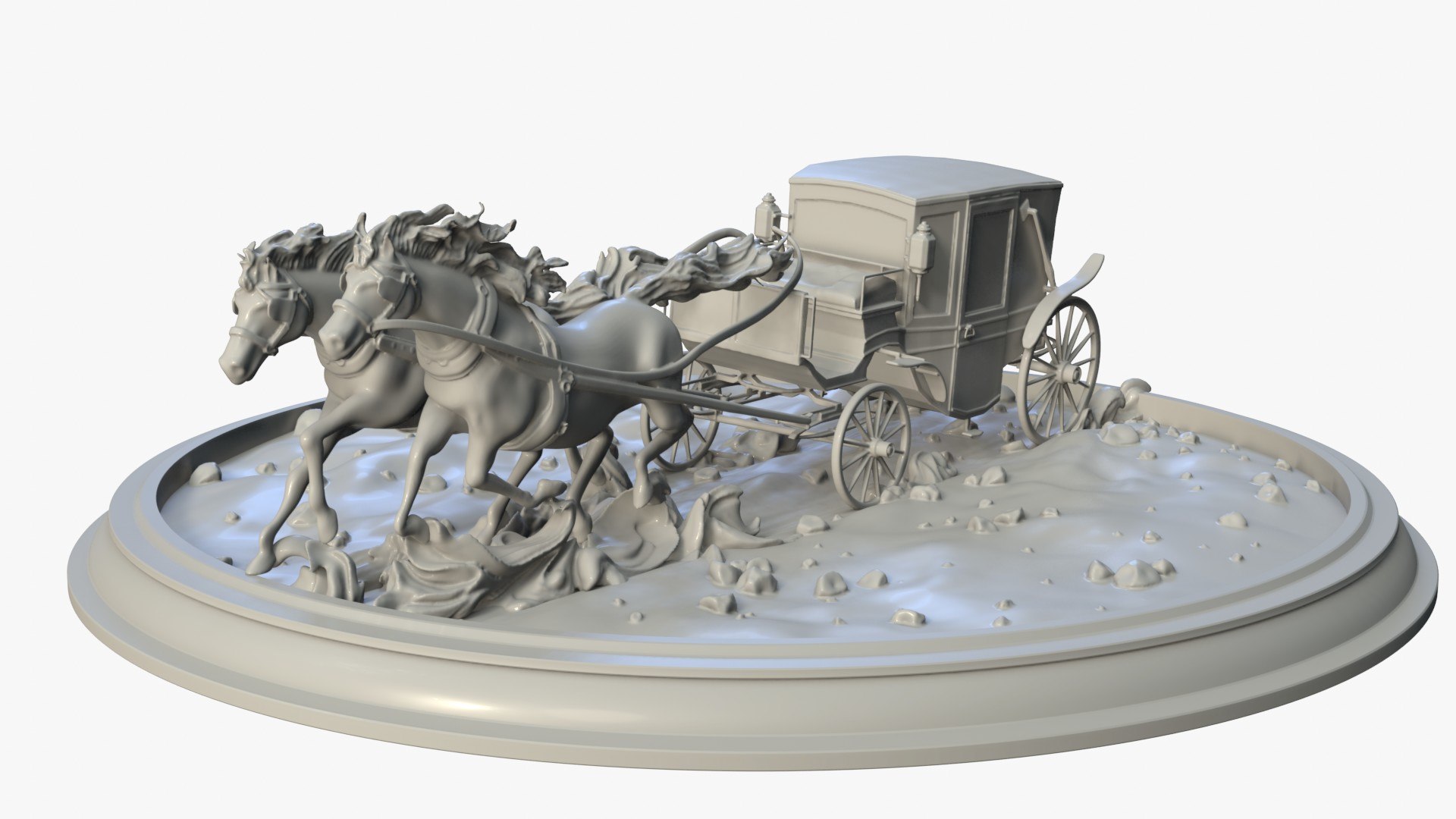 Running horses carriage 3D model - TurboSquid 1463097