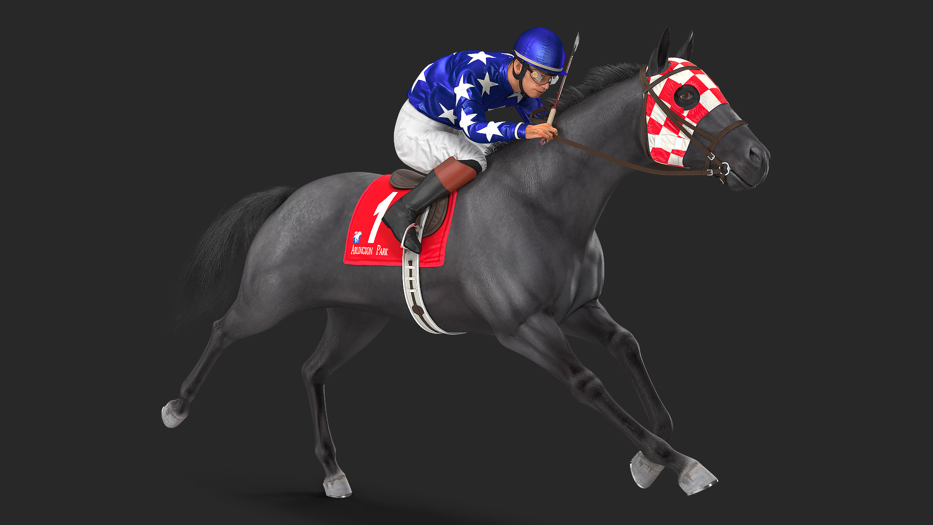 Black racing horse running 3D model - TurboSquid 1465396