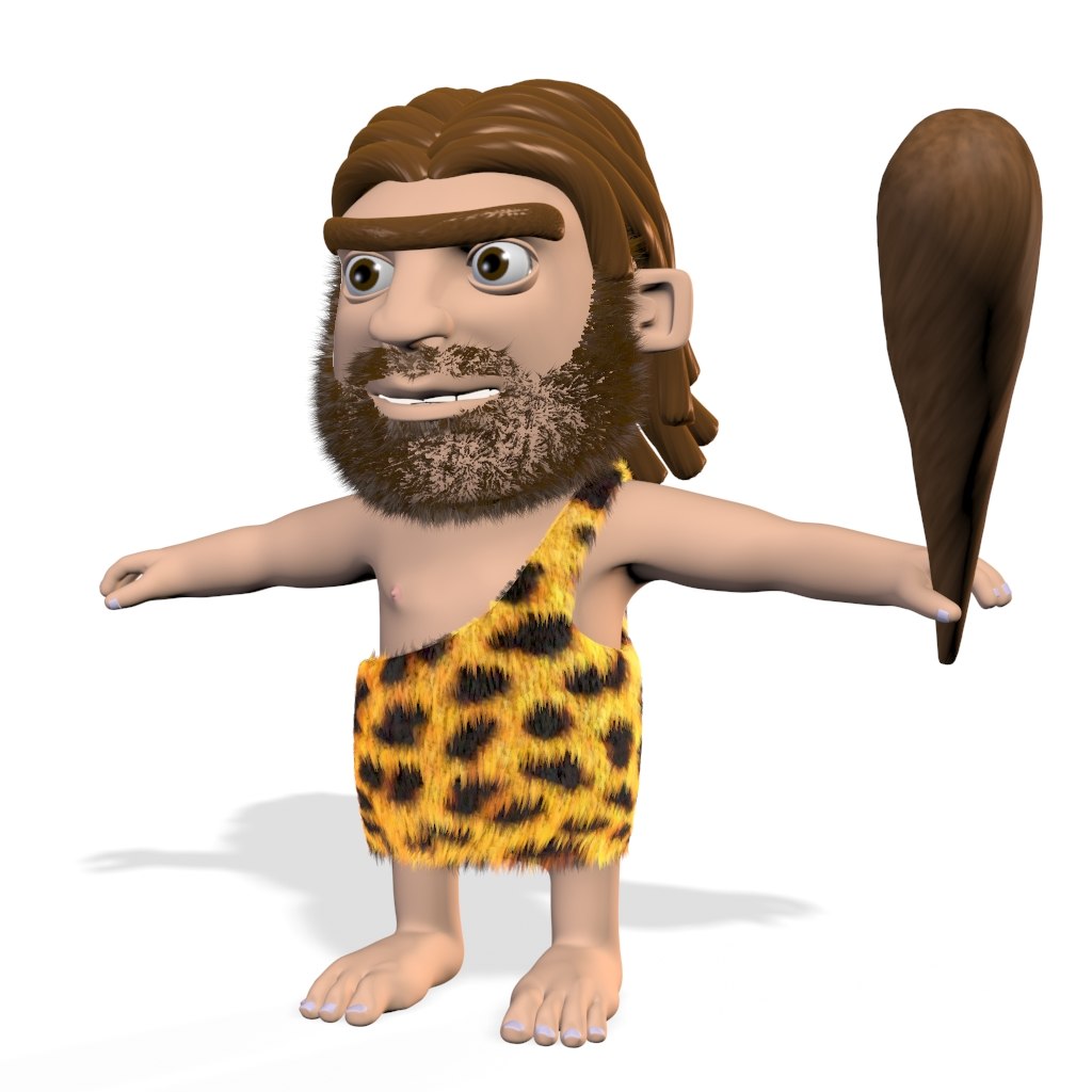 3D cave man neanderthal cute cartoon - TurboSquid 1465531