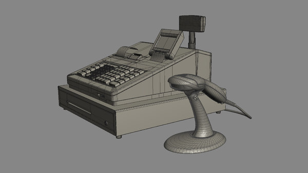 3d model cash register sharp er-a347