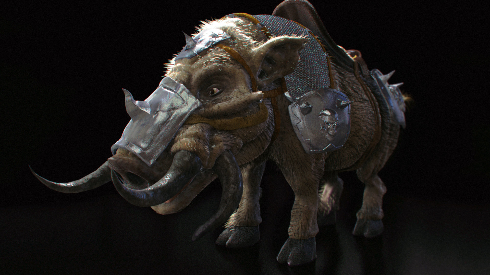 3D fantasy armored wild boar model - TurboSquid 1467687