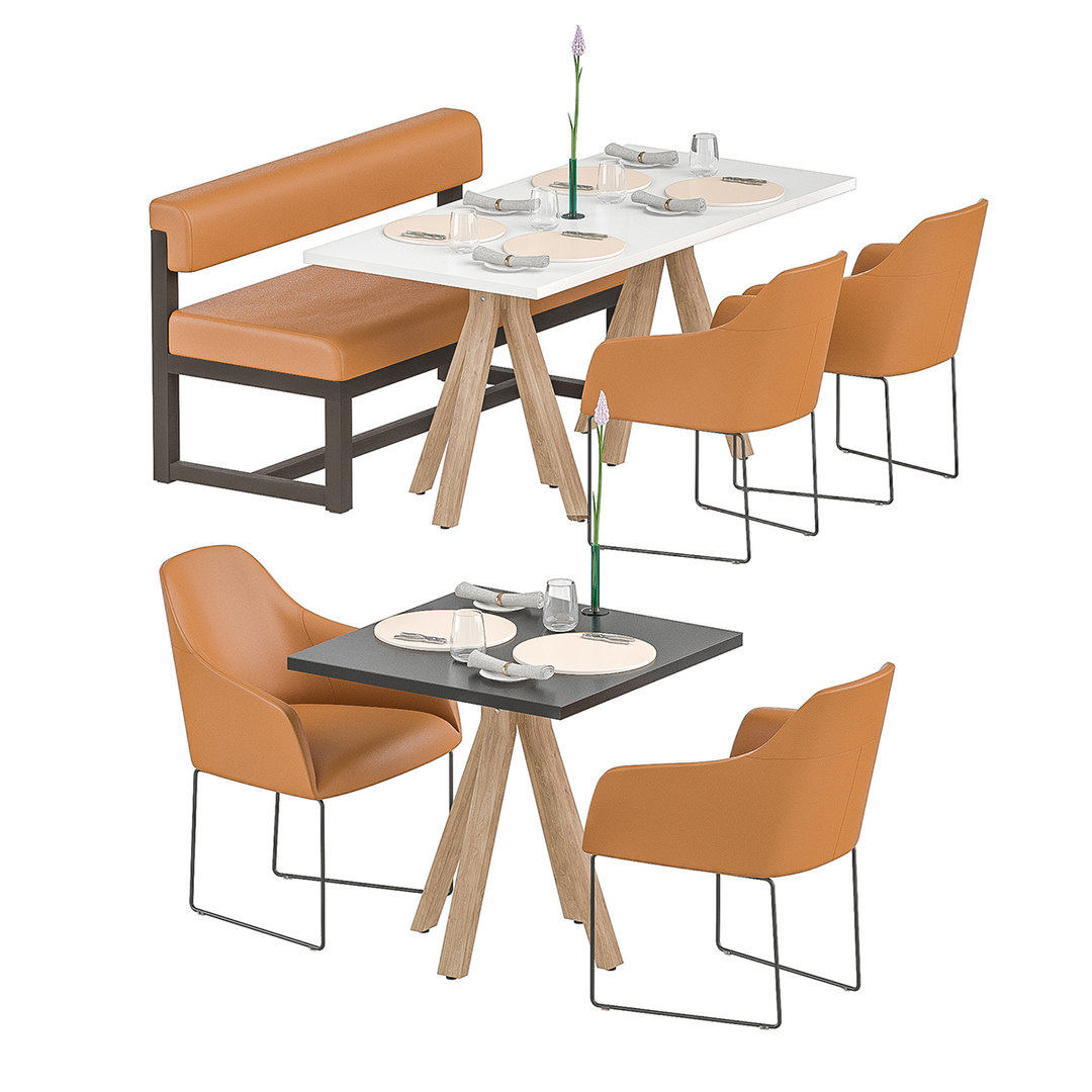 Restaurant tables modeled 3D model - TurboSquid 1467928