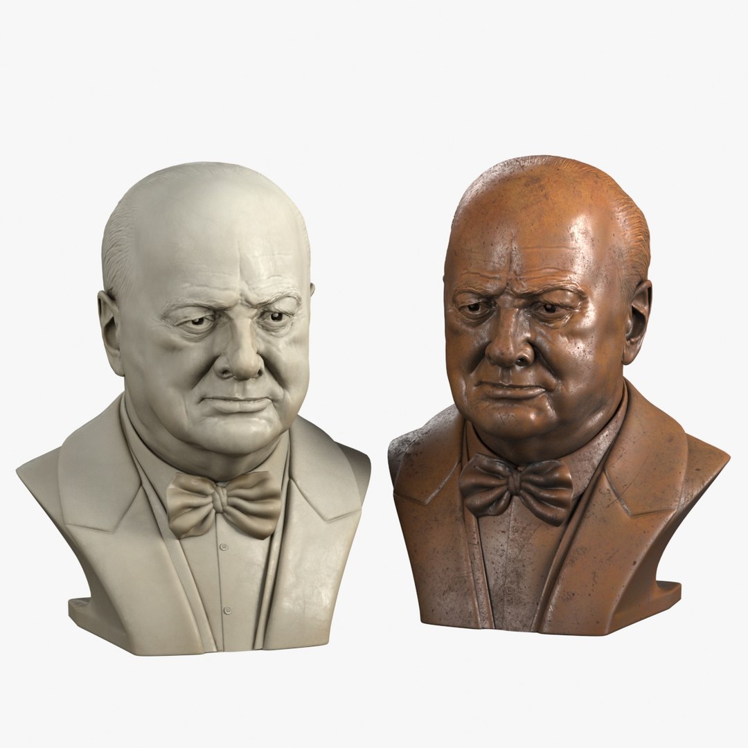 3d decorative bust winston churchill model