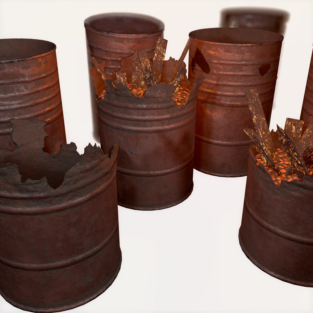 3D rusted barrels - TurboSquid 1469049