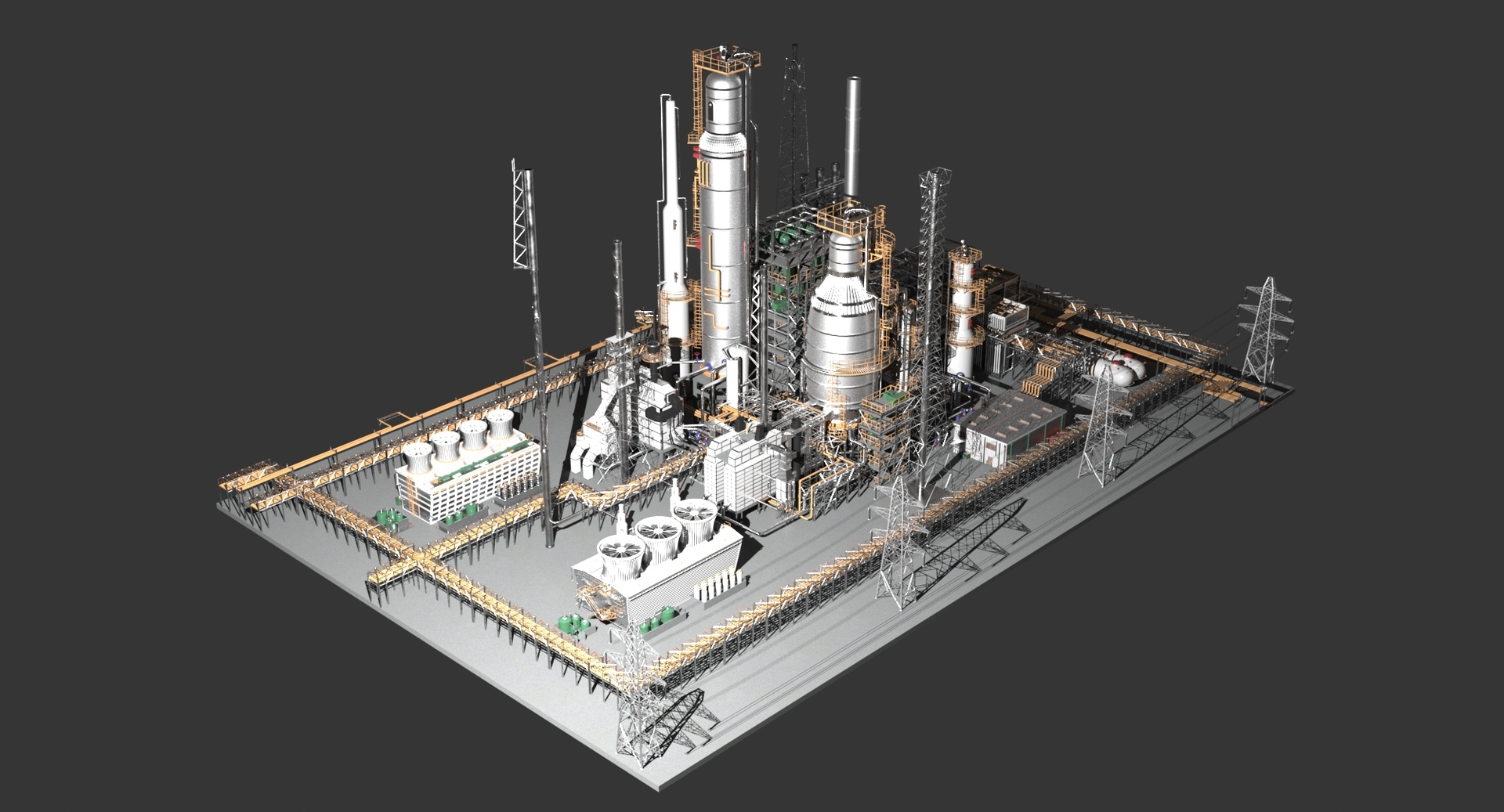 3D модель Нефтеперерабатывающий завод - TurboSquid 1469296