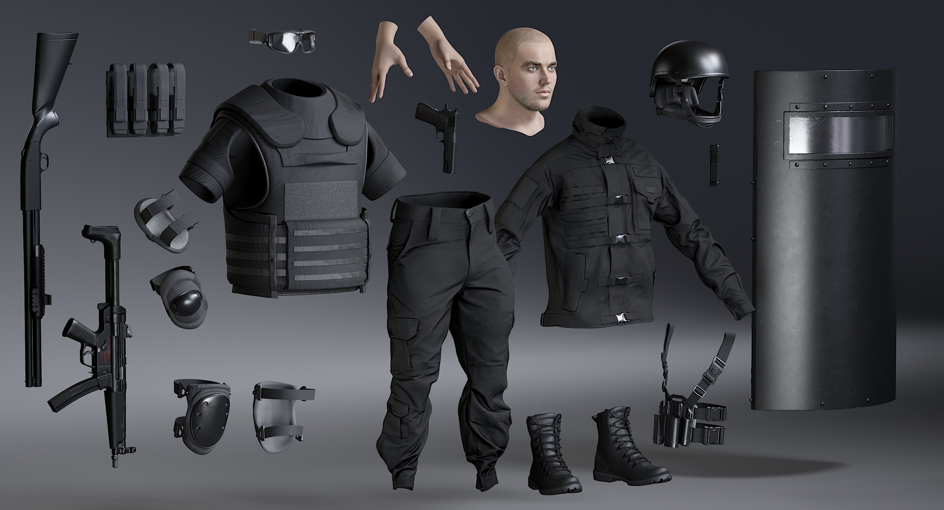 Mann SWAT Uniform Mit Ausrüstung 3D-Modell - TurboSquid 1469710