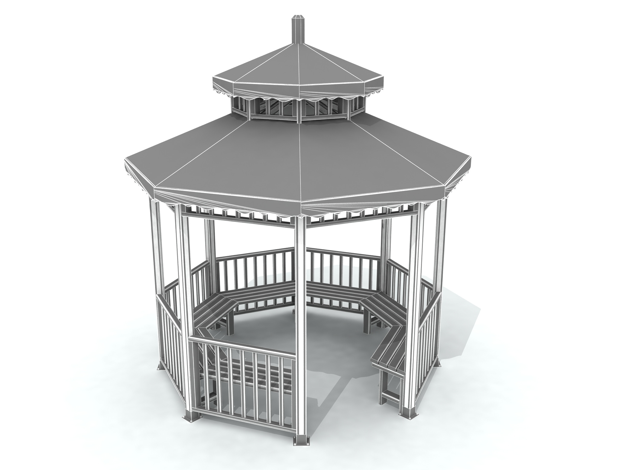 3D hexagon gazebo wood shingle - TurboSquid 1469911