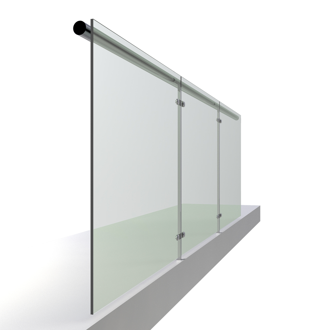 3D stainless steel glass railing - TurboSquid 1469592