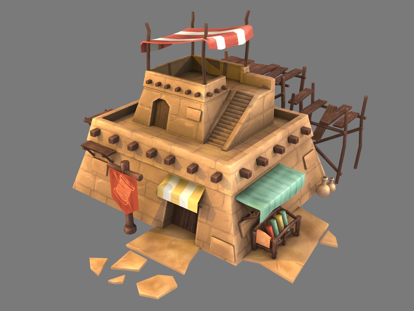 Stylized fabric shop 3D - TurboSquid 1470459