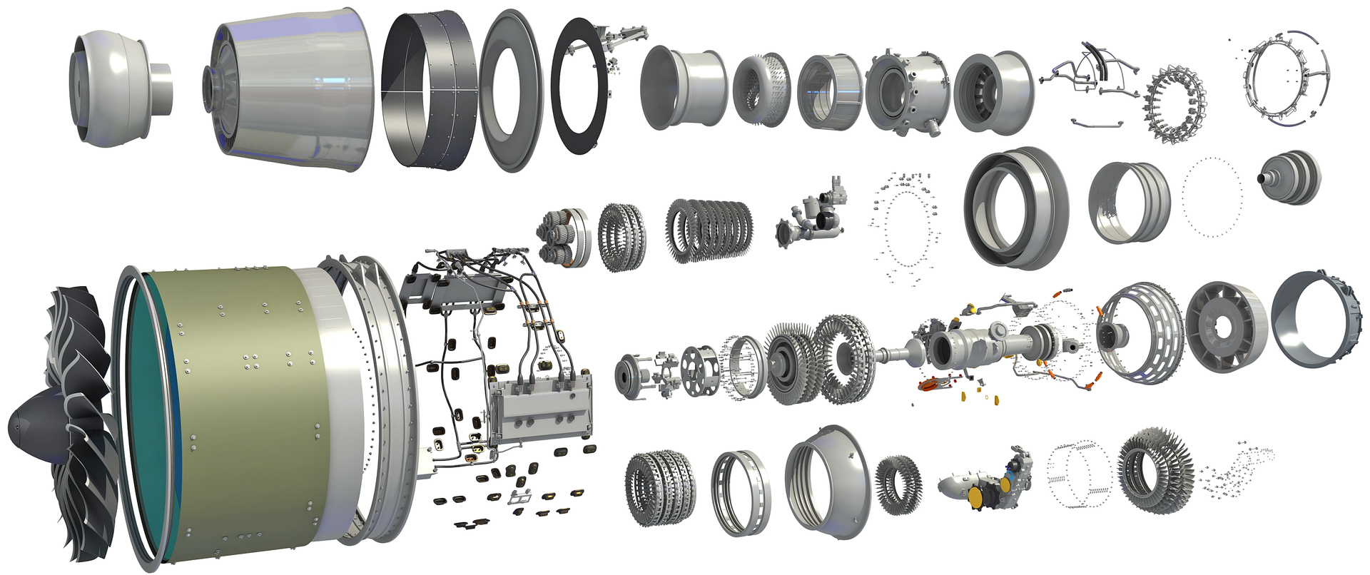 3D geared turbofan engine cutaway - TurboSquid 1470867