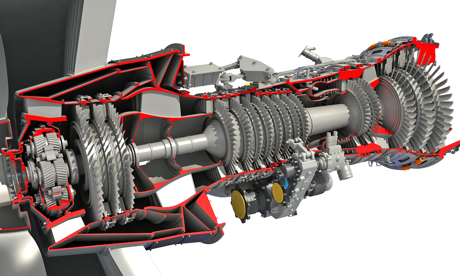 3D geared turbofan engine cutaway - TurboSquid 1470867