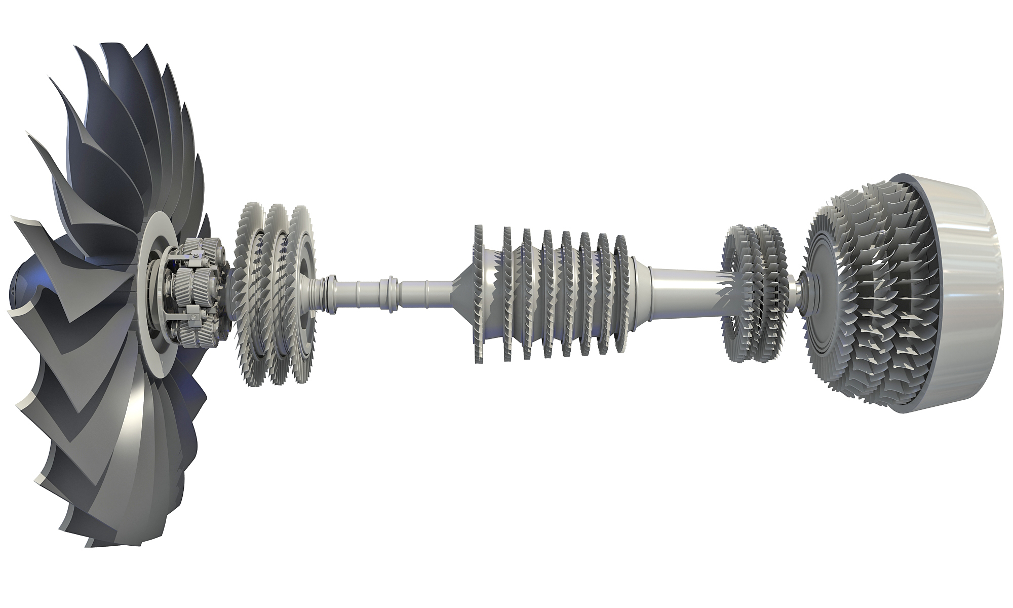 3D geared turbofan engine cutaway - TurboSquid 1470867