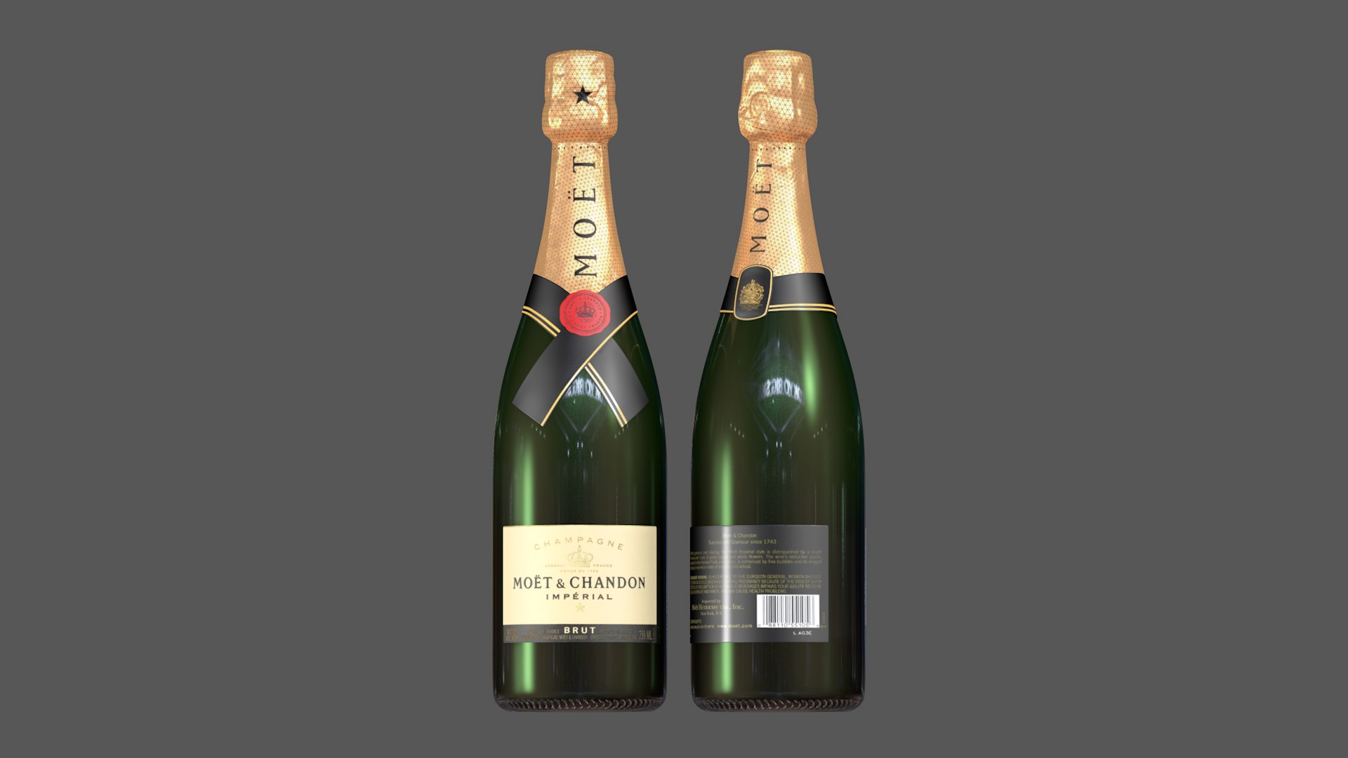 3D champagne bottle - moet model - TurboSquid 1471259