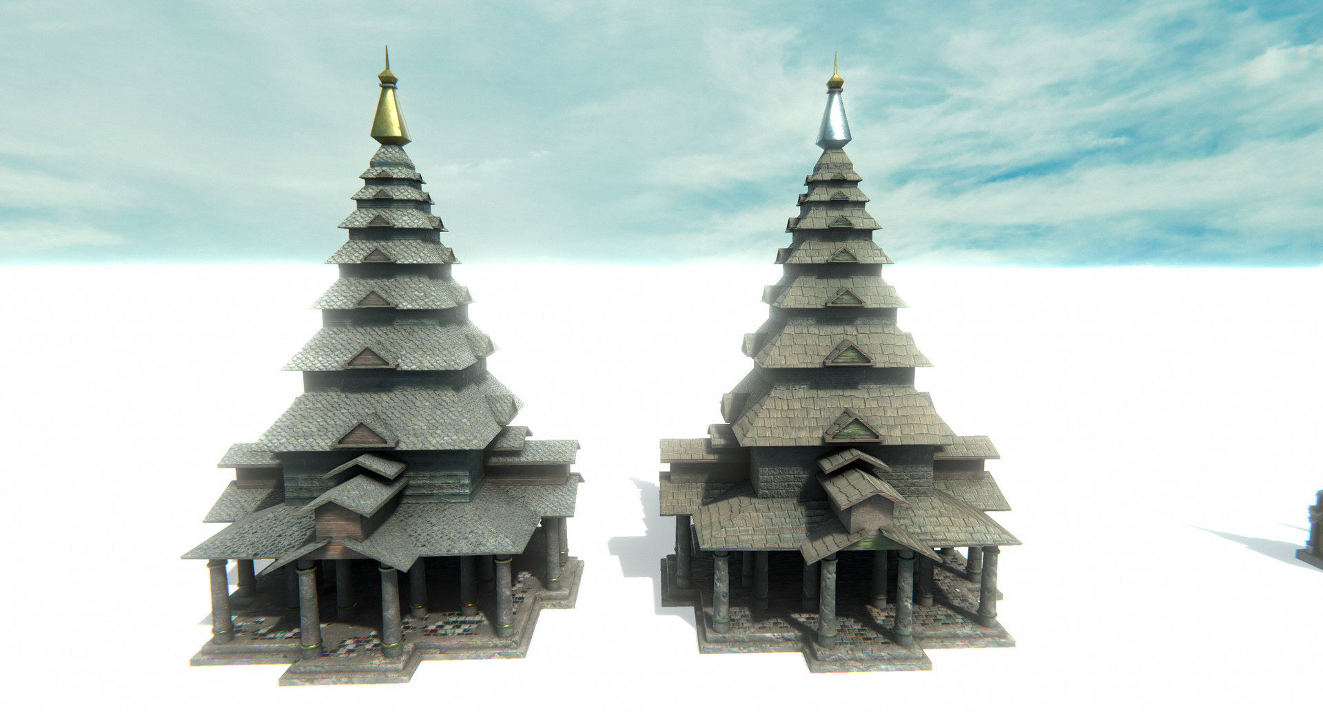 Temple - pagoda set model - TurboSquid 1471684