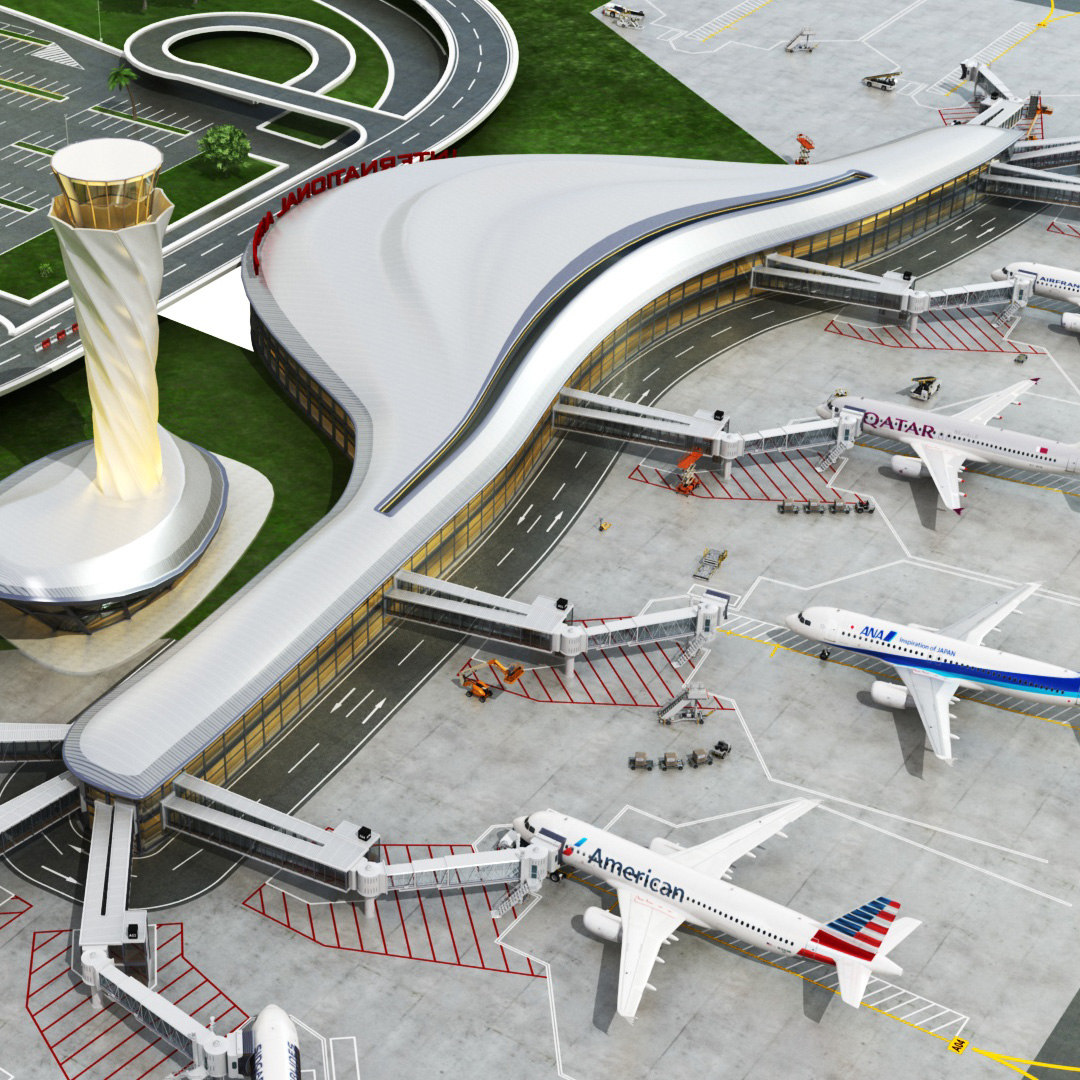 3D international airport vehicles planes - TurboSquid 1473344
