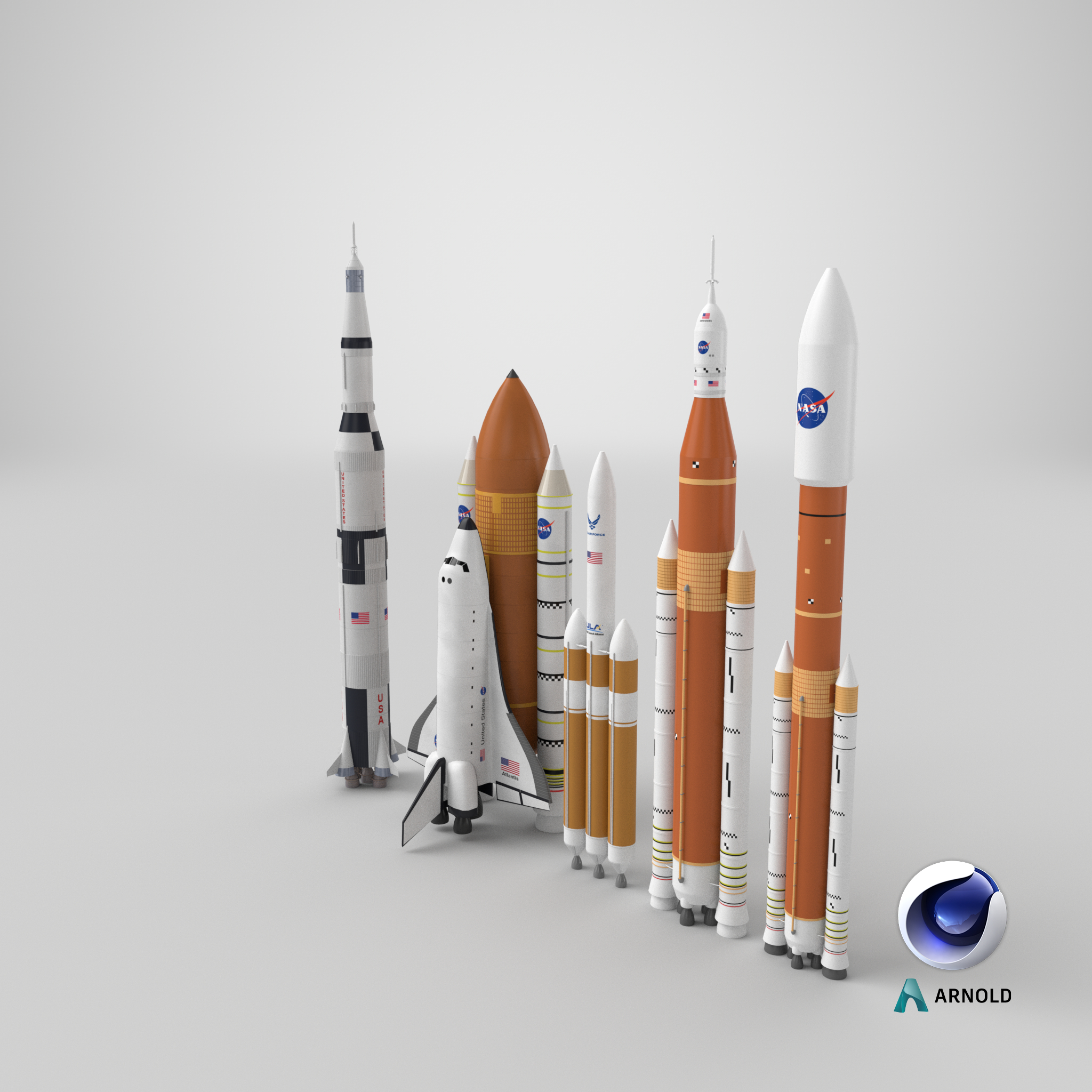 NASA-Weltraumraketen-Sammlung 3D-Modell - TurboSquid 1471157