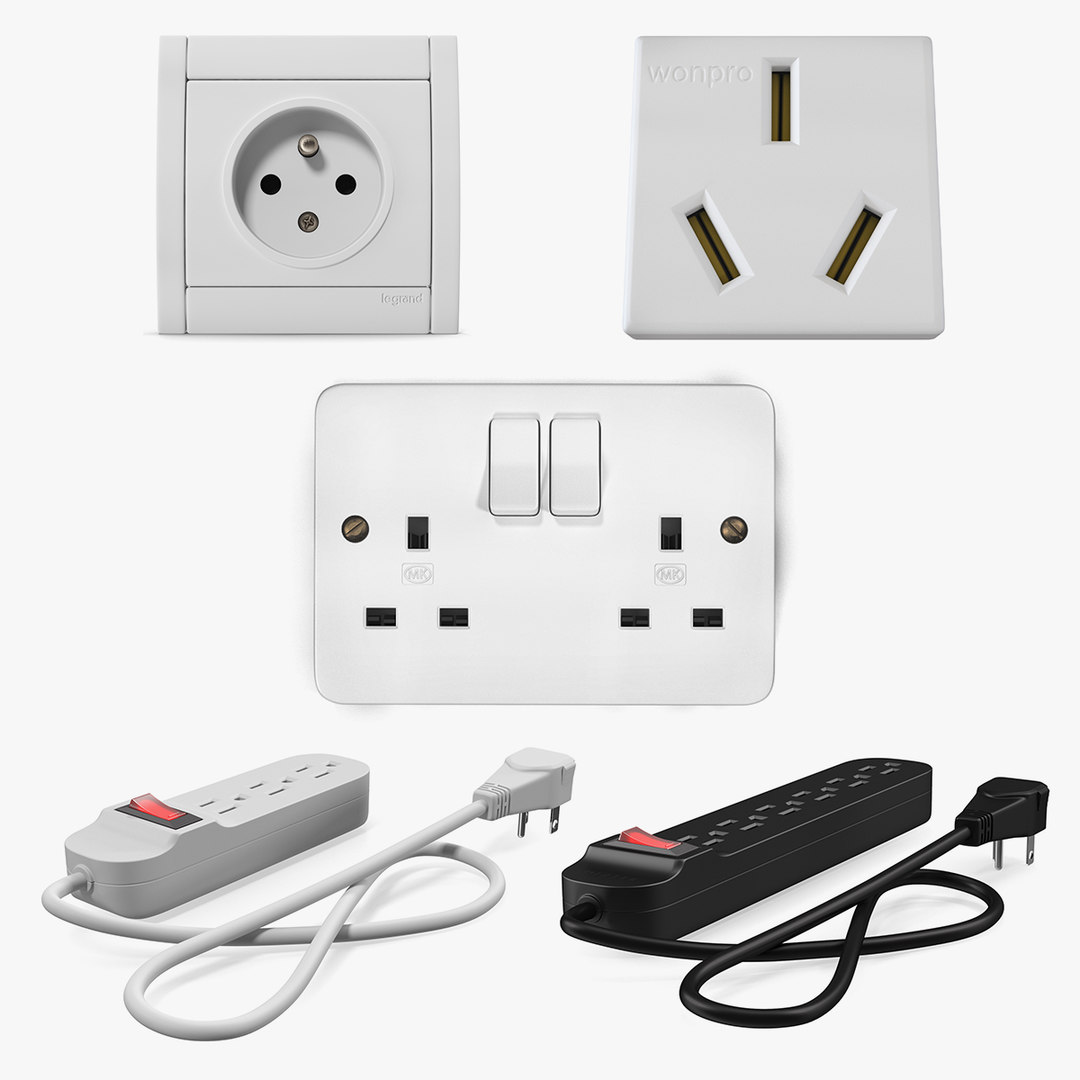 Electrical outlets power strip model - TurboSquid 1474541