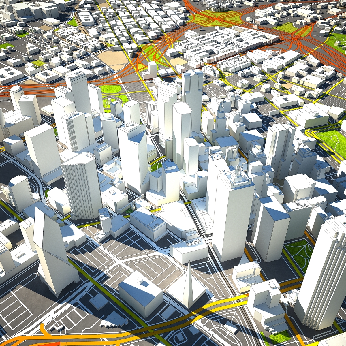 Dallas skyline complete 3D model - TurboSquid 1475411