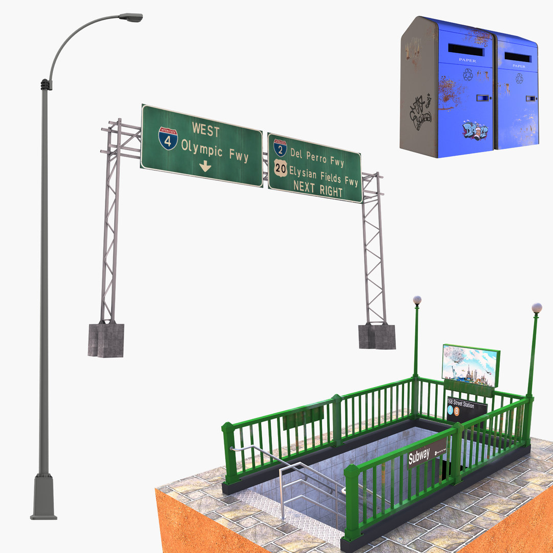3D road objects sign 2 model - TurboSquid 1475961