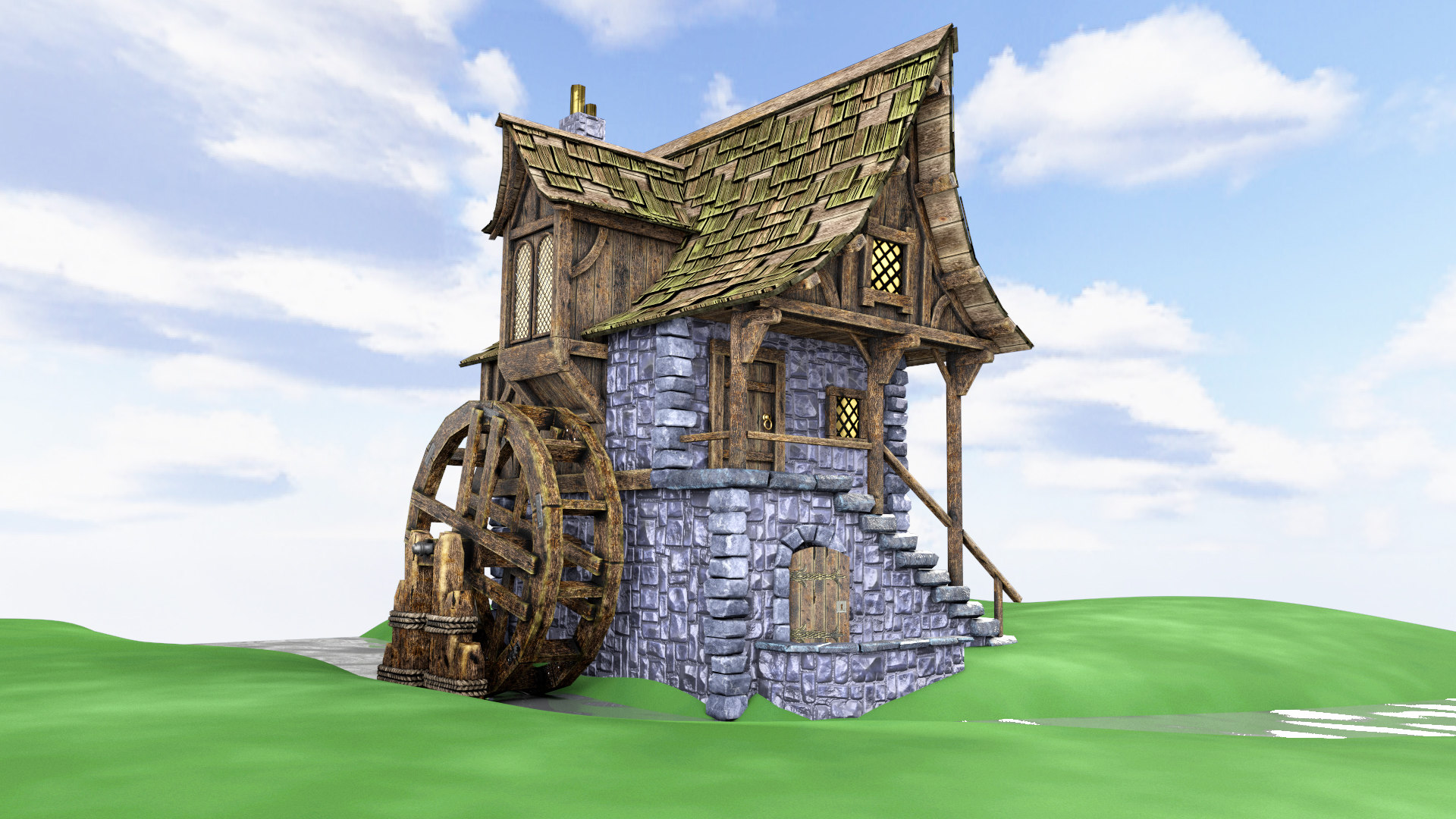 Medieval watermill 3D model - TurboSquid 1472523