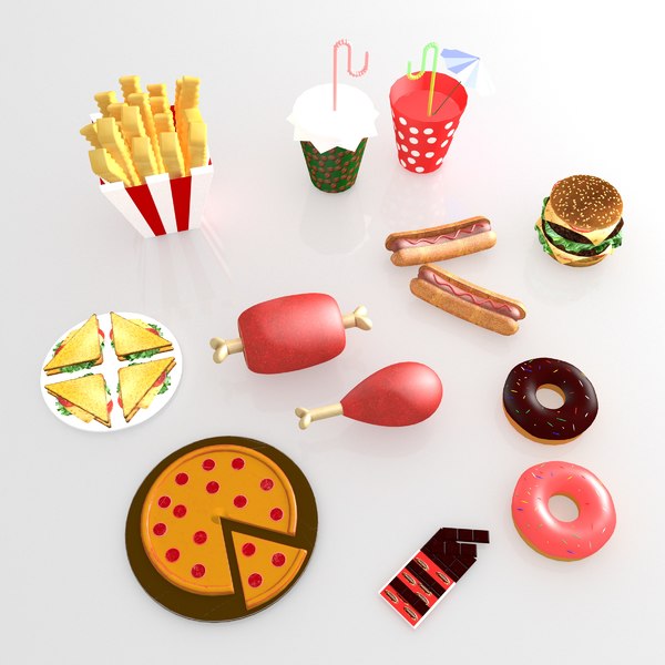 Cartoon food pack 3D model - TurboSquid 1476434