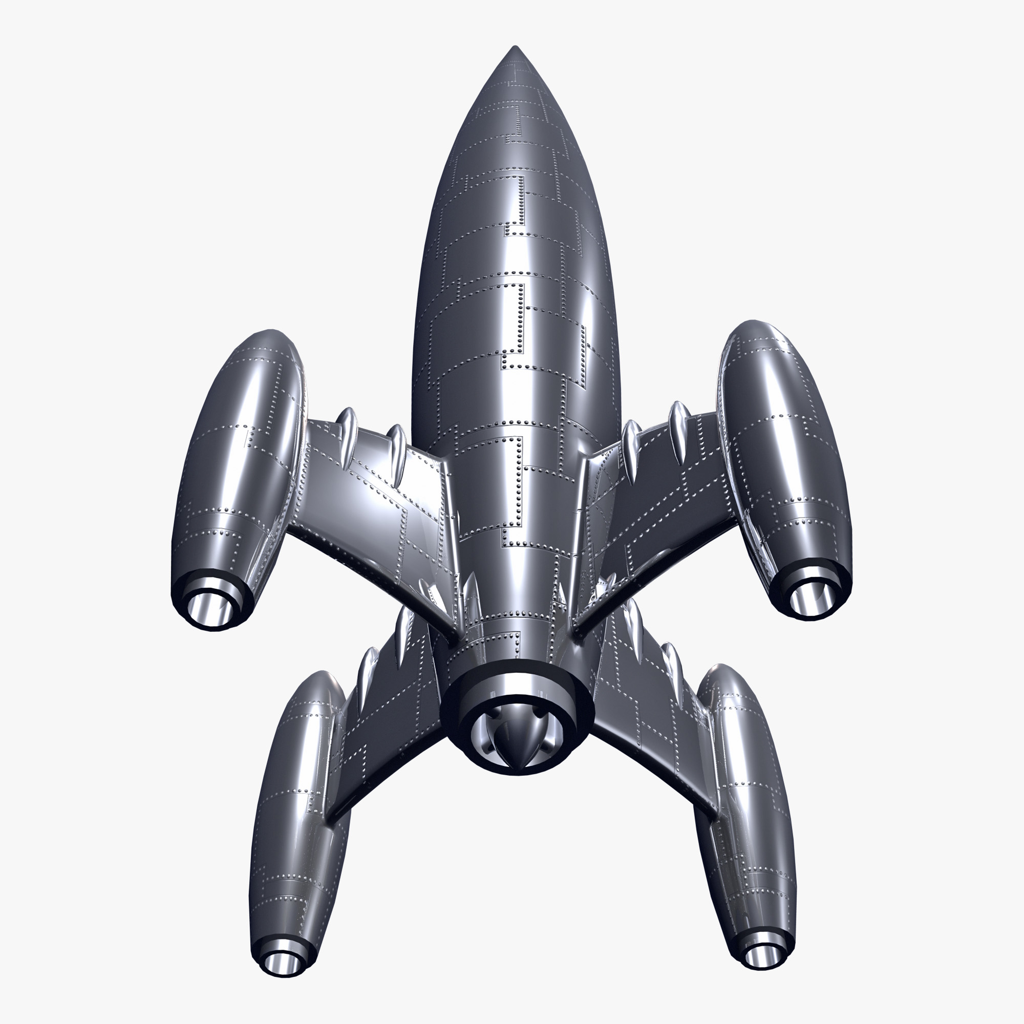 classic silver rocket ship 3d max