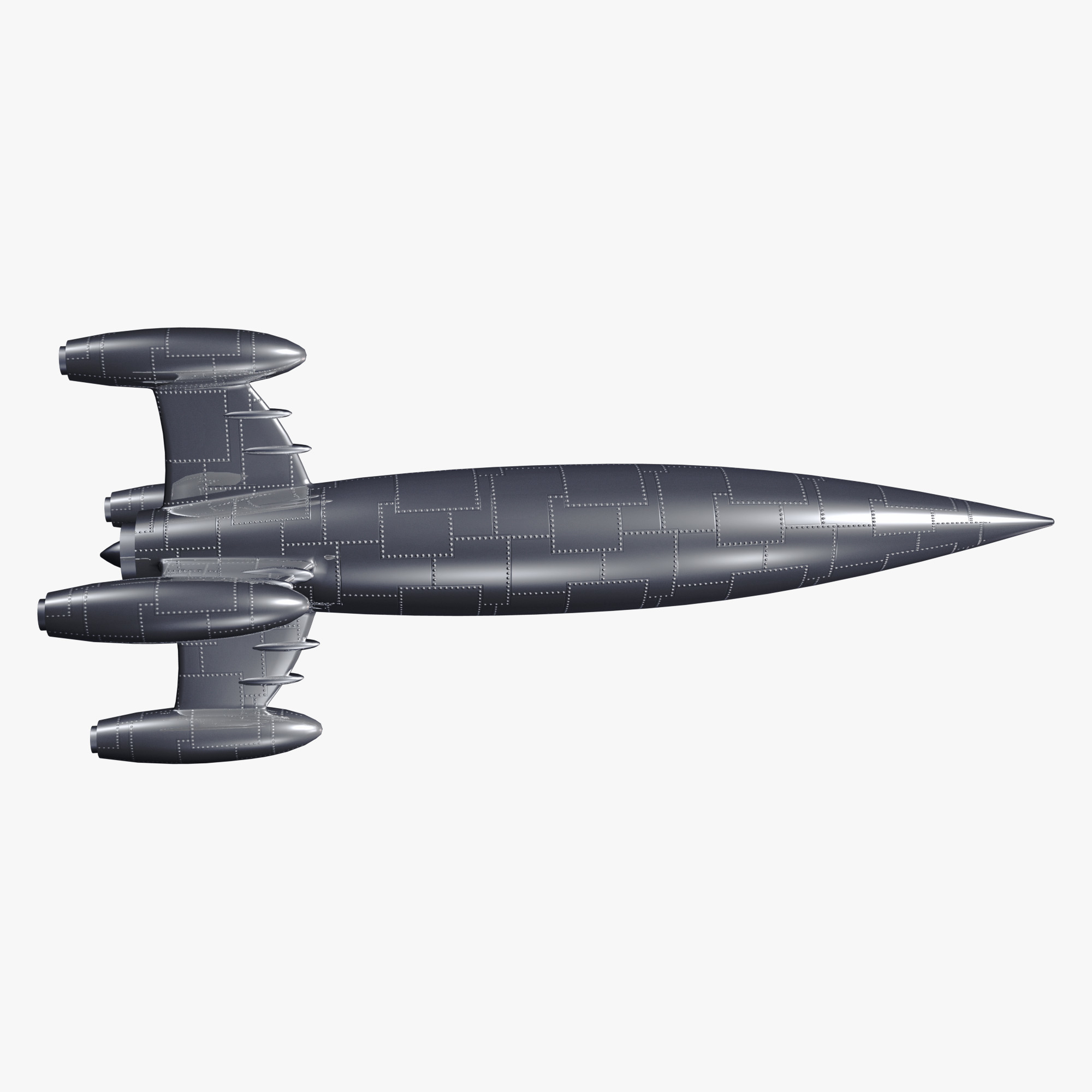 classic silver rocket ship 3d max