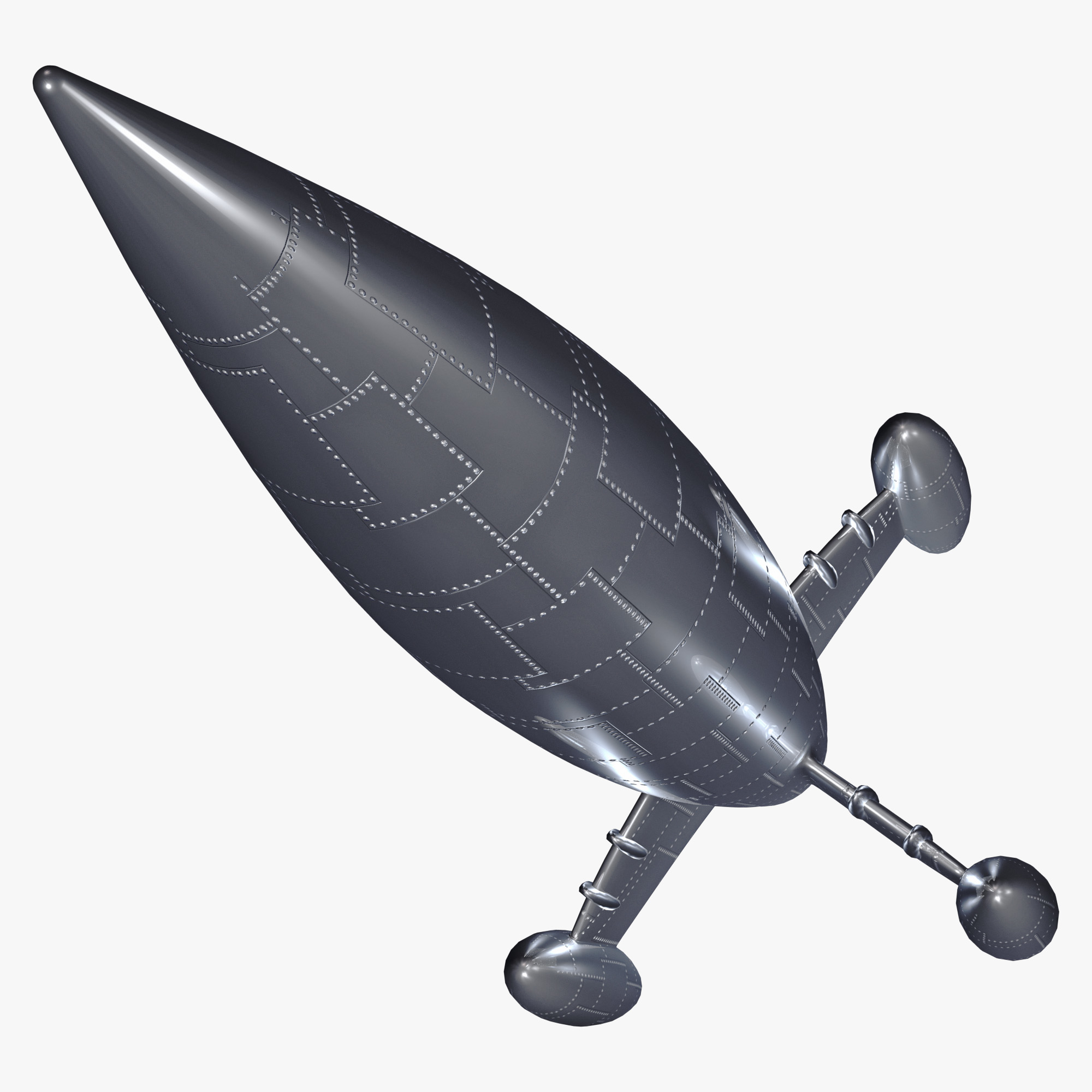 classic silver rocket ship 3d max