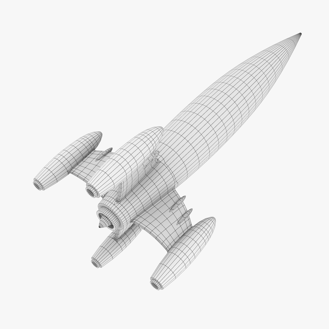 classic silver rocket ship 3d max