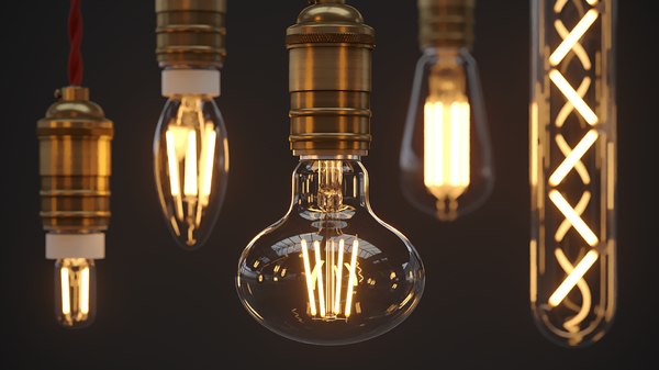 3d 12 led filament bulbs model