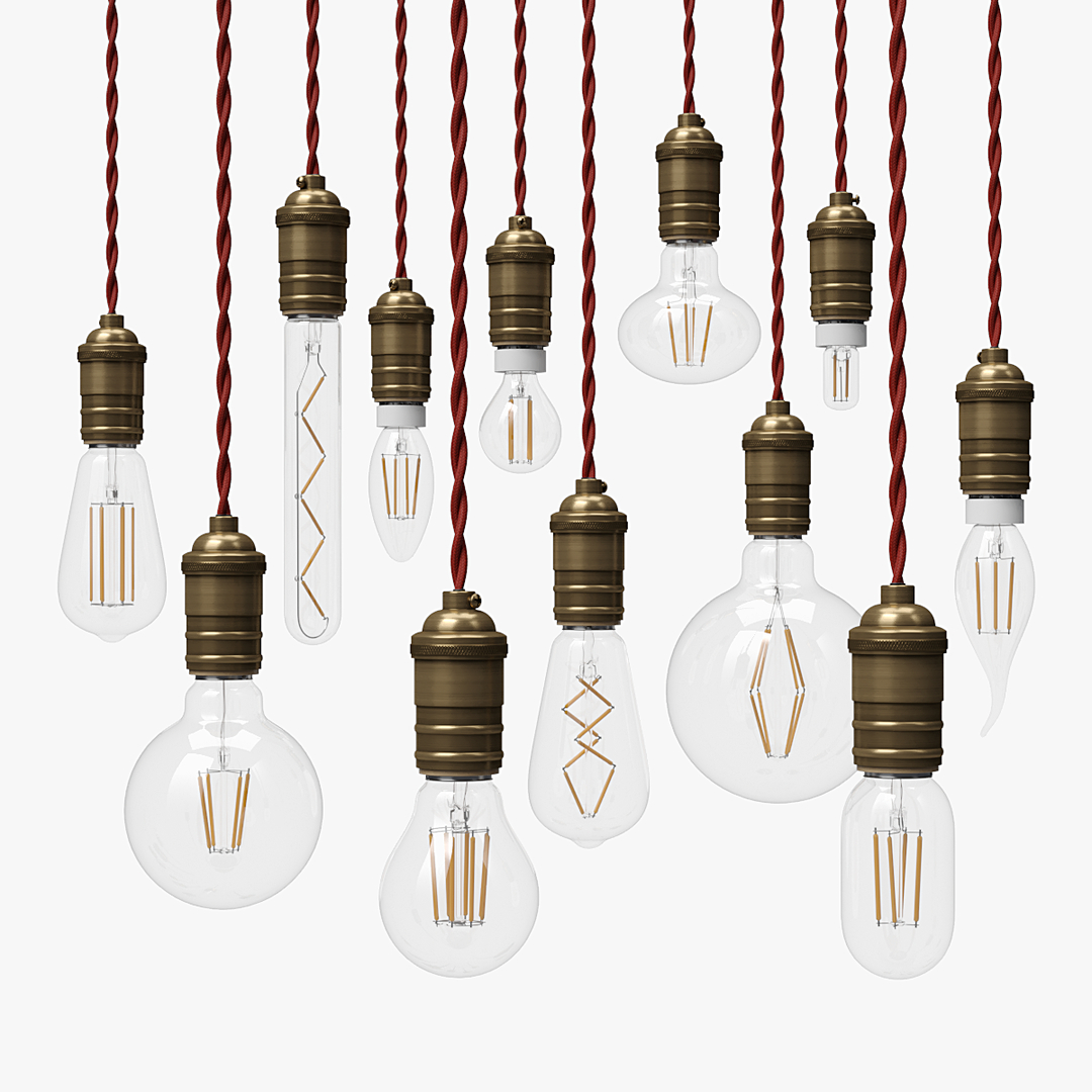 3d 12 led filament bulbs model