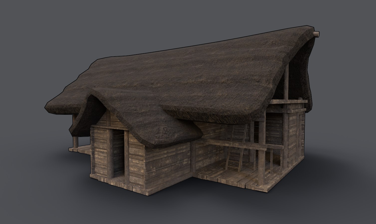 Simple medieval wooden hut buildings model - TurboSquid 1479433