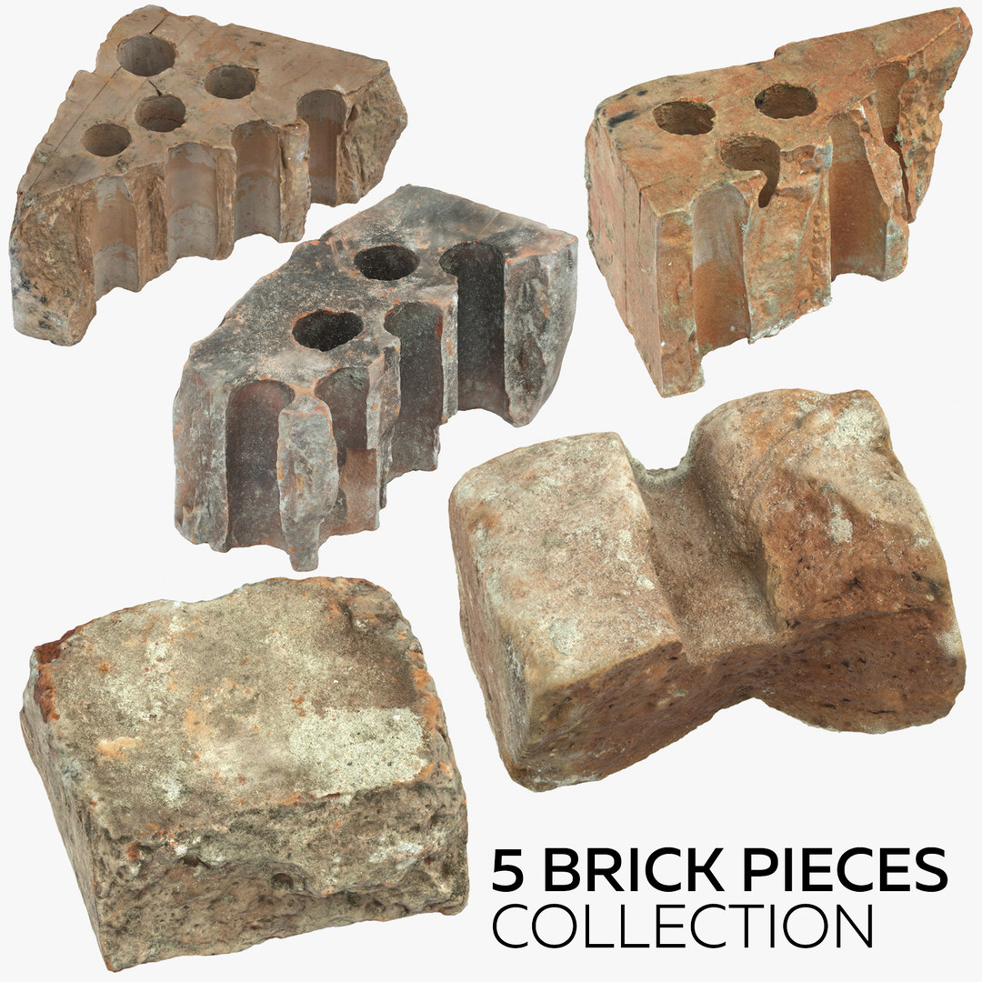 5 brick pieces model - TurboSquid 1479592