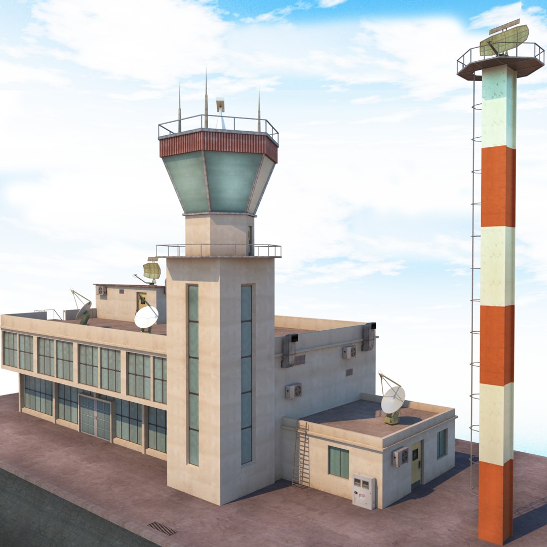 3D airport terminal - control tower model - TurboSquid 1479926