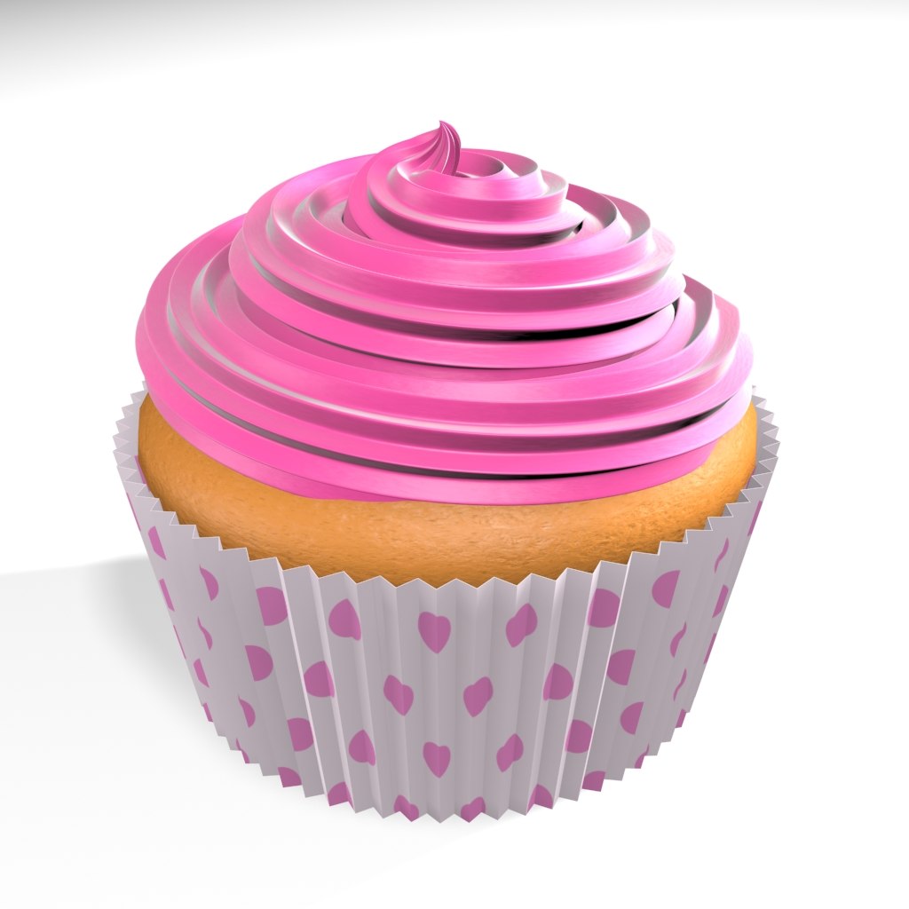 3D pink cupcake cup cake model - TurboSquid 1480747