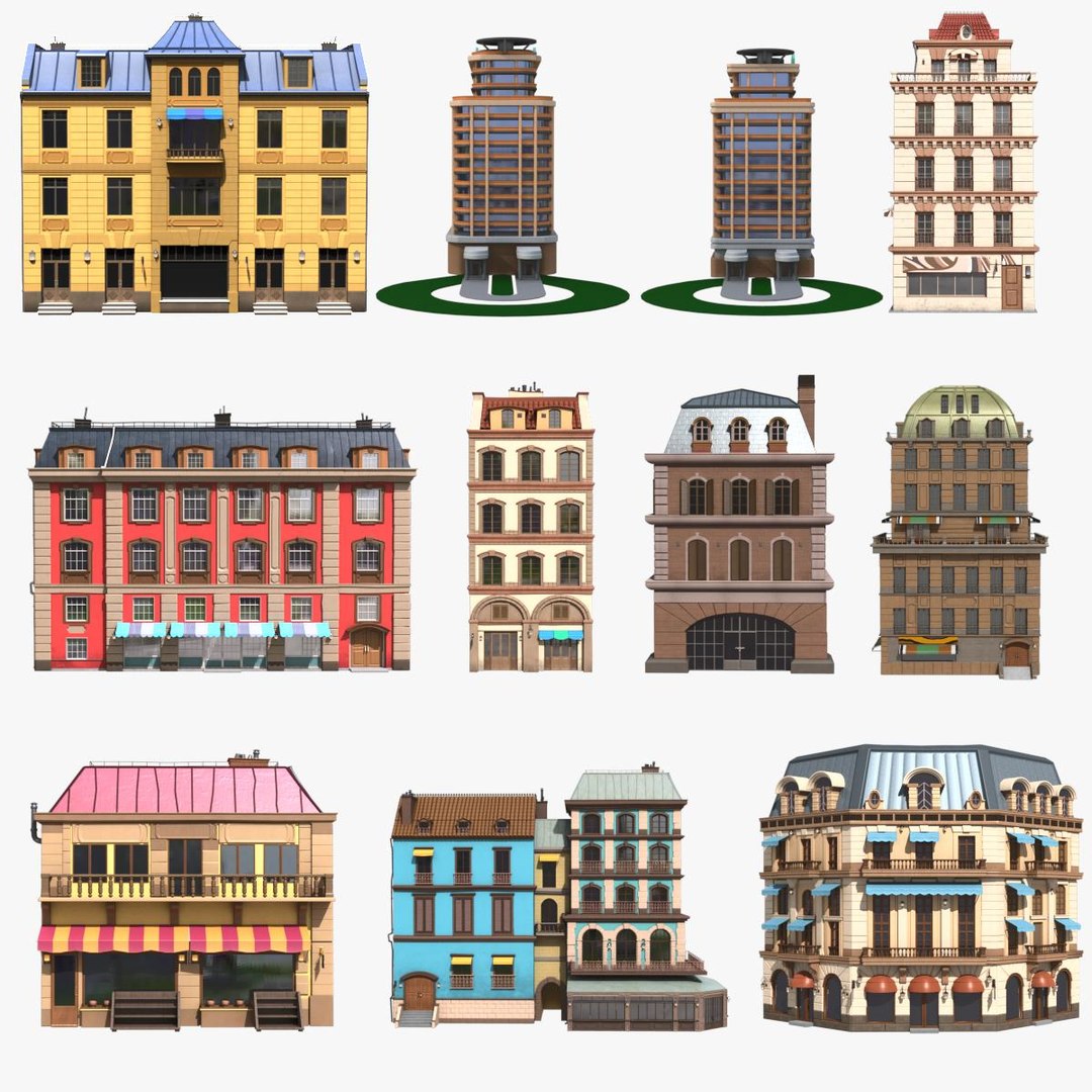 3D cartoon buildings model - TurboSquid 1482299