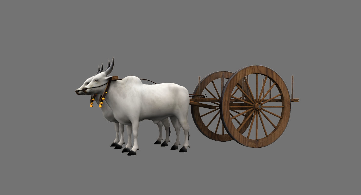 3D bullock cart model - TurboSquid 1482913