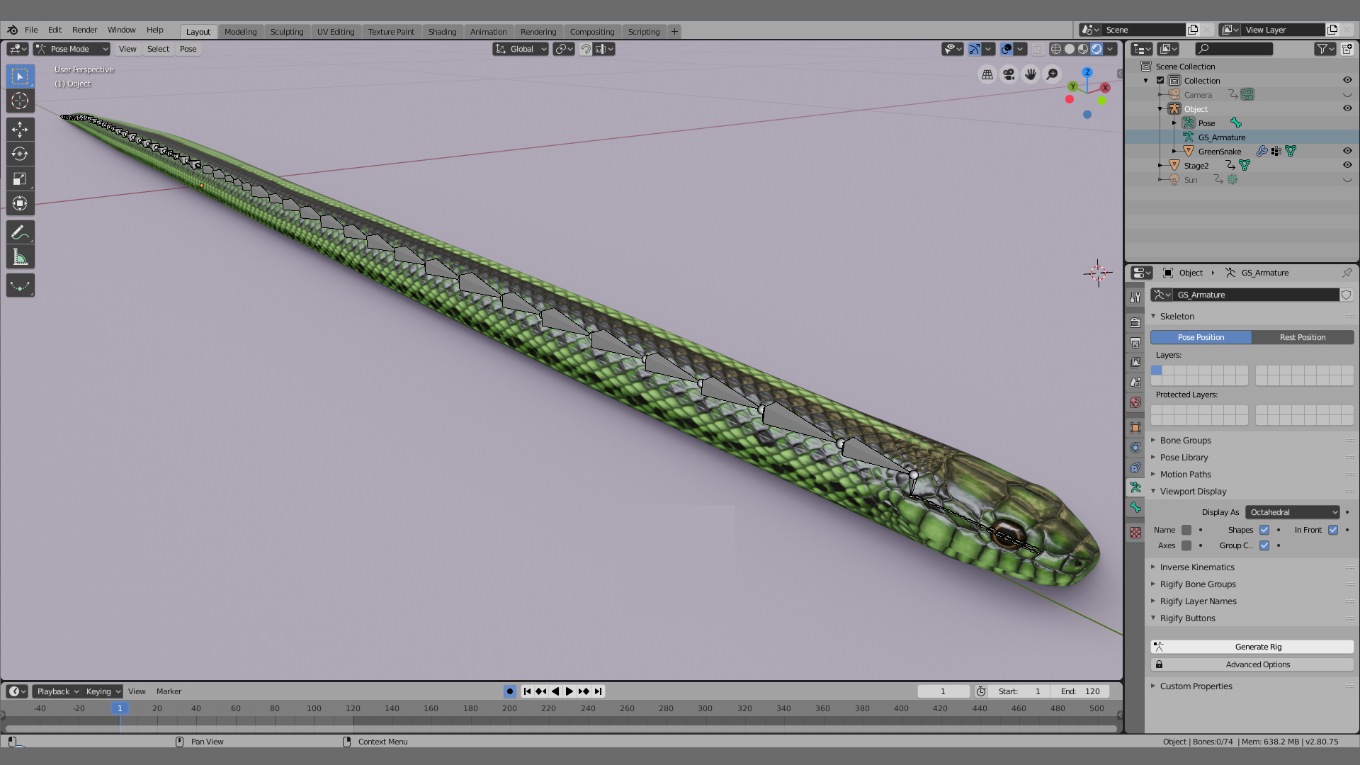 Green snake model - TurboSquid 1265391