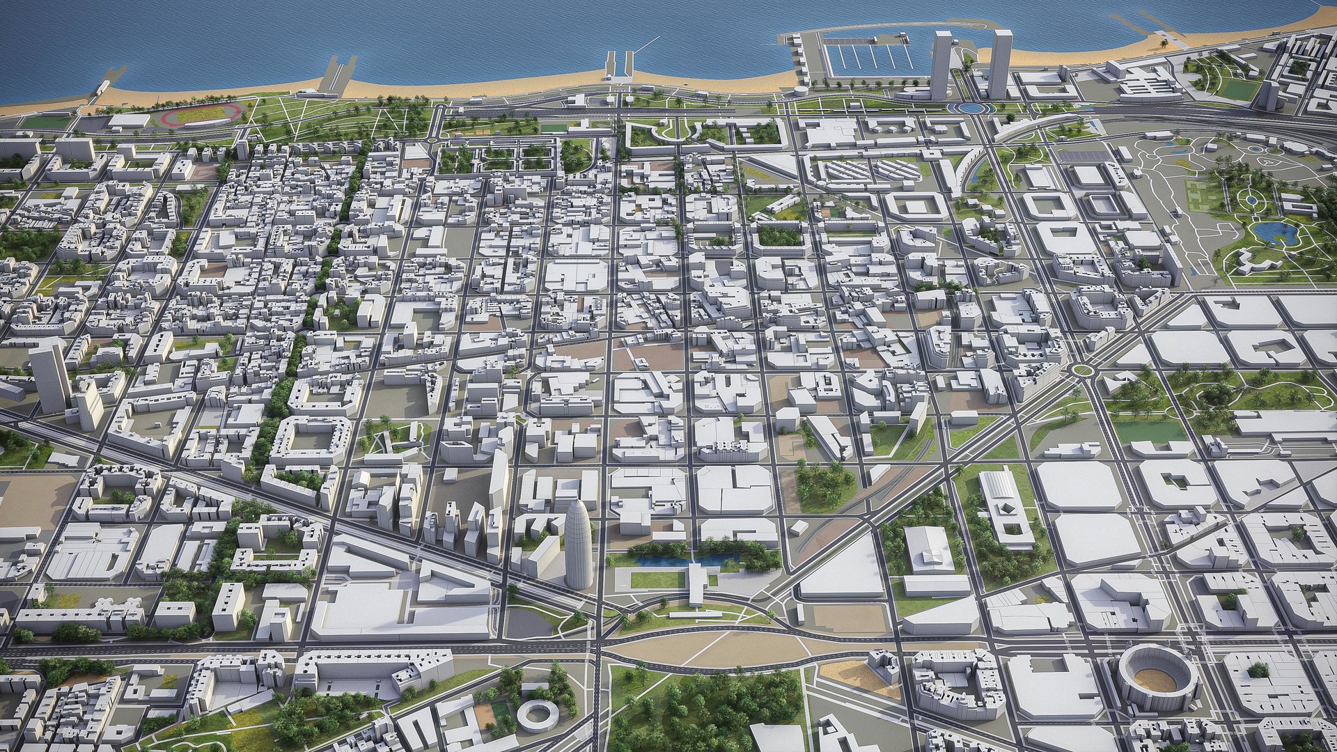 City barcelona surrounding - 3D model - TurboSquid 1407625