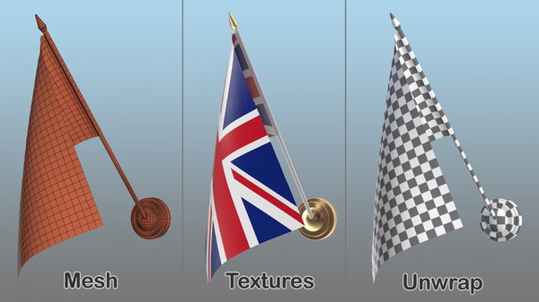 3D wall flags model - TurboSquid 1485502