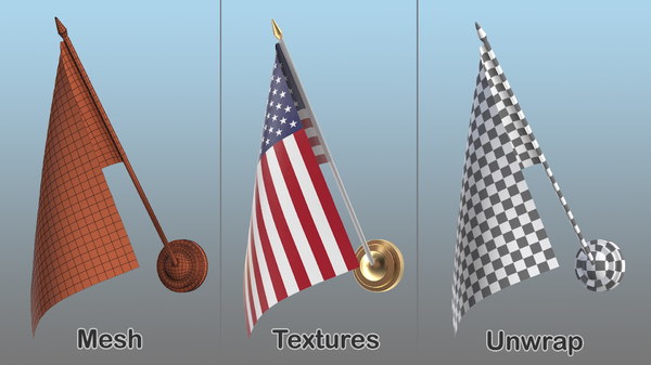 3D wall flags model - TurboSquid 1485502