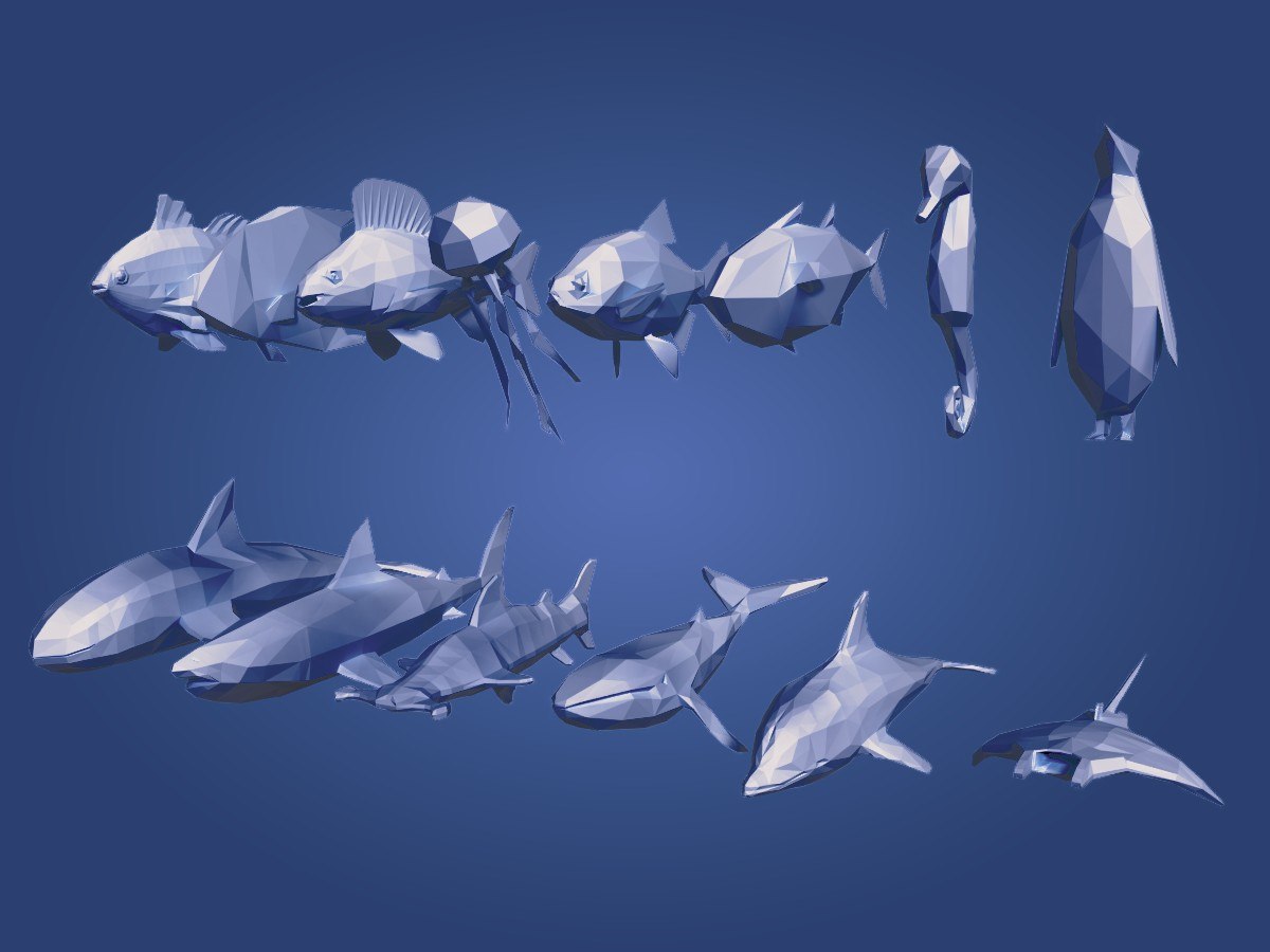 Cartoon sea animals 3D model - TurboSquid 1486291