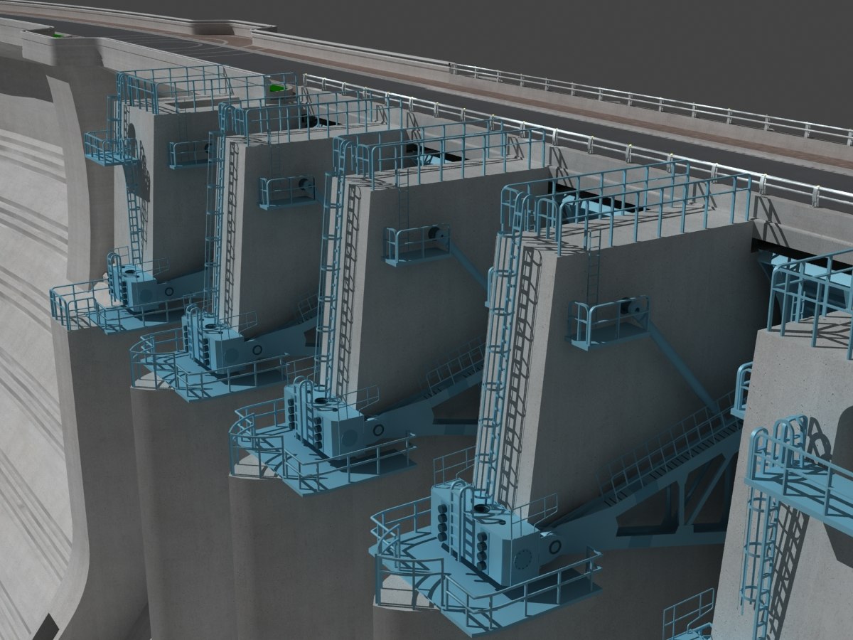3D dam sluice gate - TurboSquid 1487500