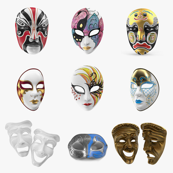 tragedy comedy theater masks 3d model